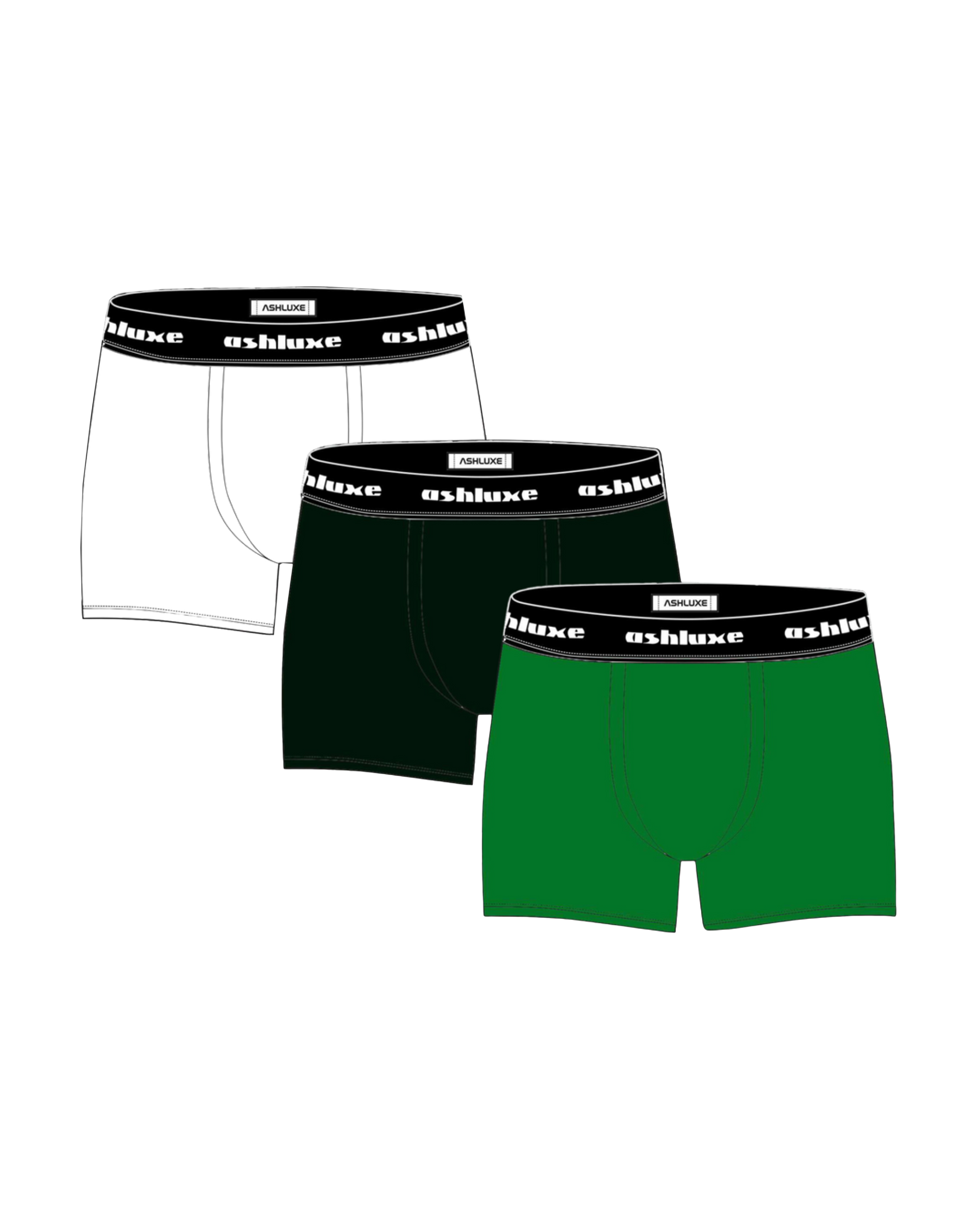 Ashluxe 3 Set Logo Band Trunk - Black/White/Green – ASHLUXURY